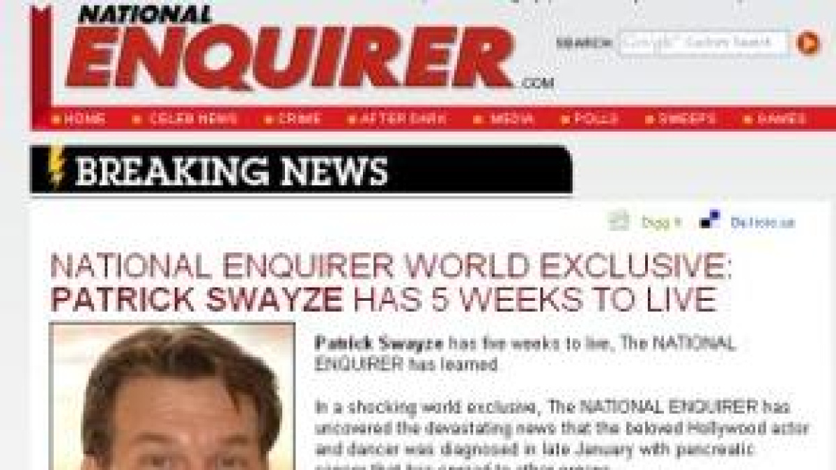 El actor Patrick Swayze sufre cáncer de páncreas | Público
